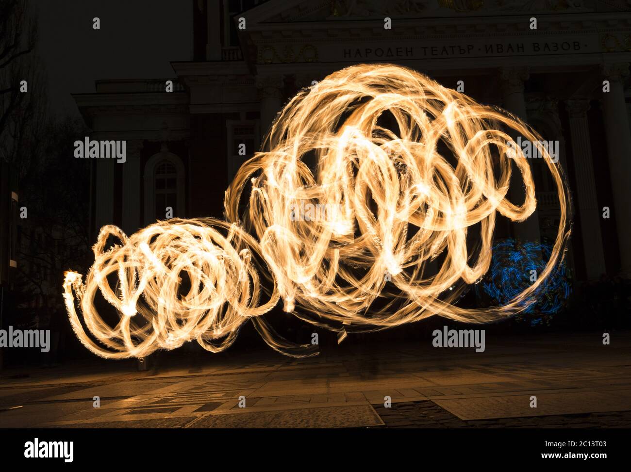 Long exposure fire show Stock Photo - Alamy