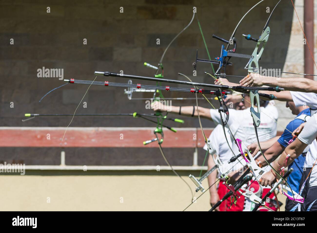 Recurve bow archery competition hand only Stock Photo - Alamy