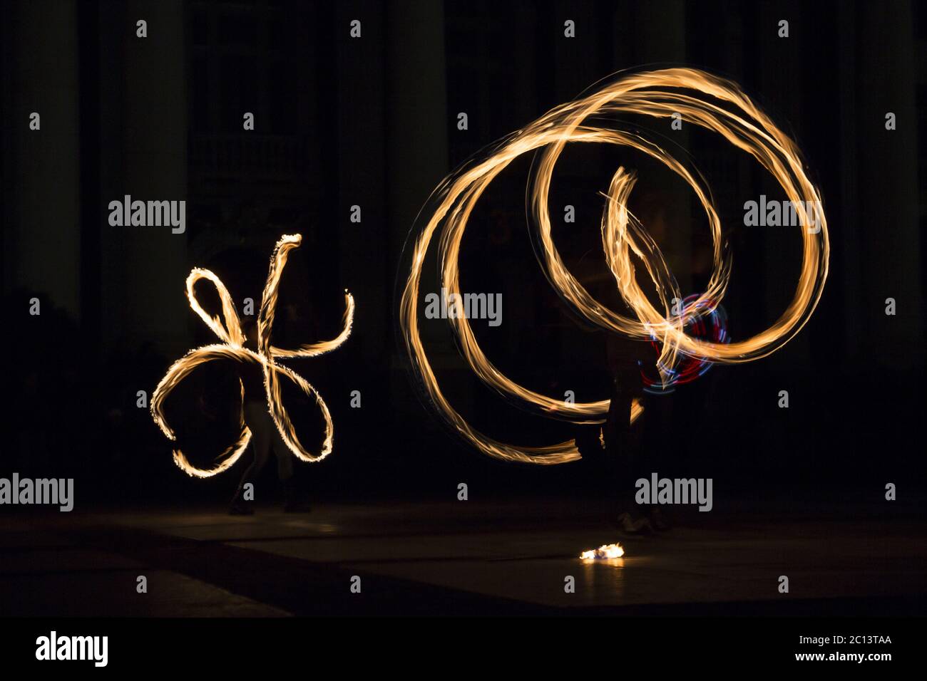 Earth hour fire show circles Stock Photo - Alamy