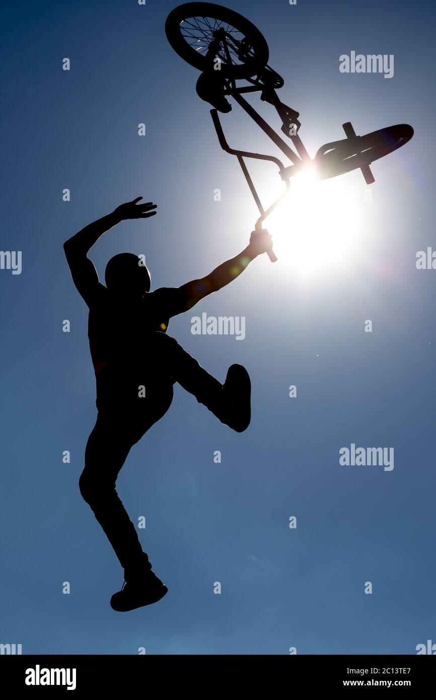 Bike jump silhouette Stock Photo - Alamy