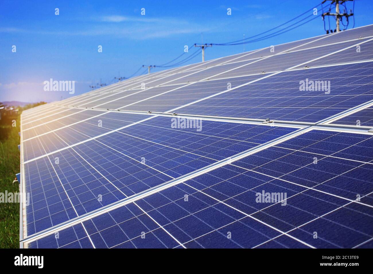 Solar panels with sky Stock Photo - Alamy