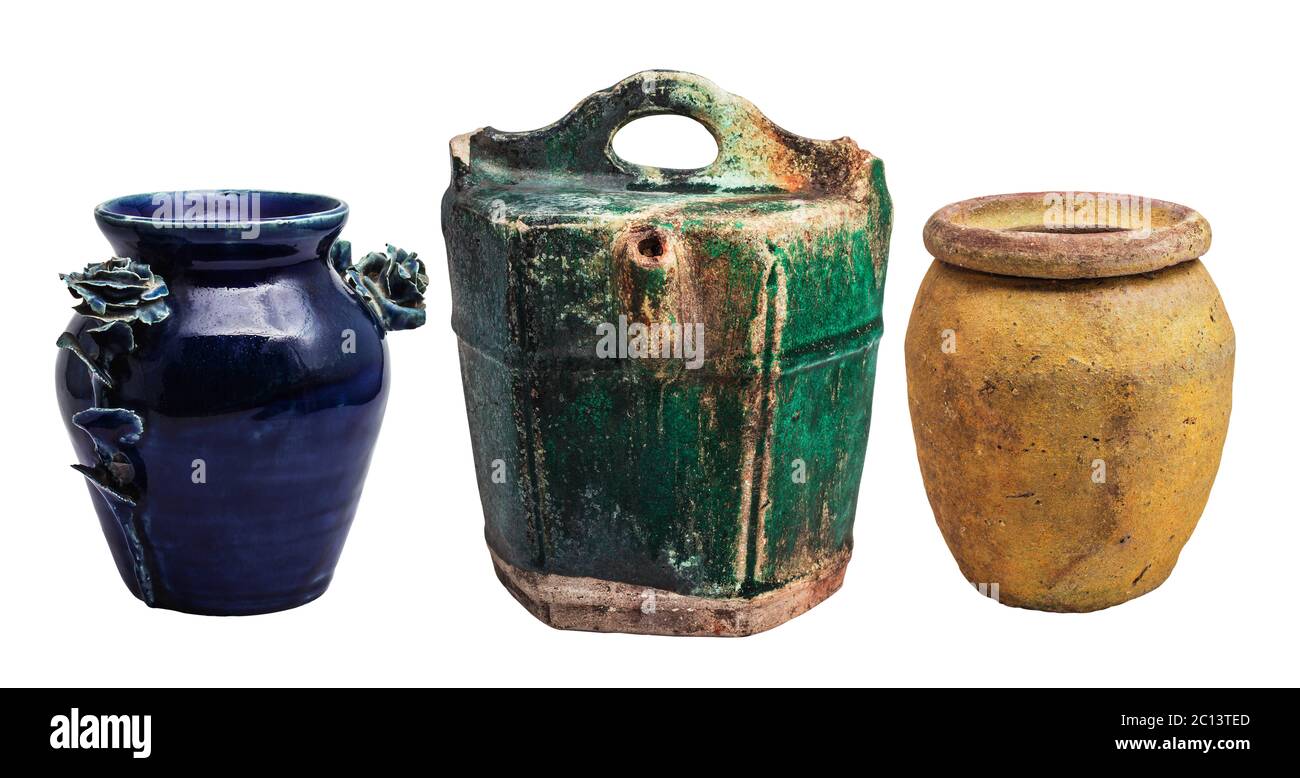 pottery on a white background Stock Photo - Alamy