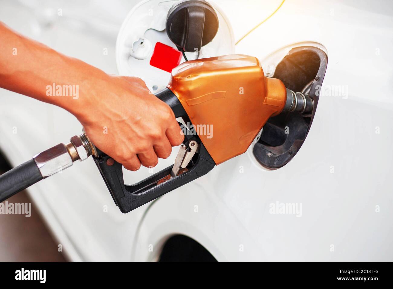 Handle fuel in the car Stock Photo - Alamy