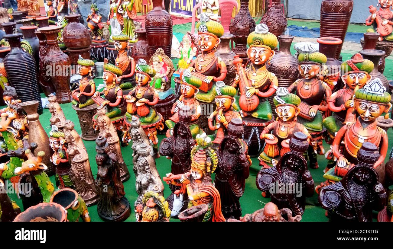 Handmade puppet models of musicians and dancers with traditional ...