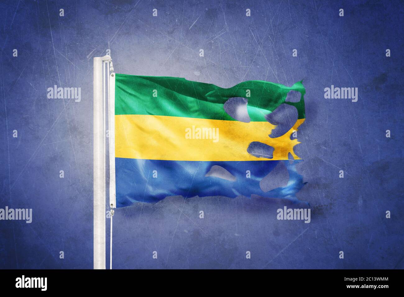 Flag gabon waving wind against hi-res stock photography and images - Alamy