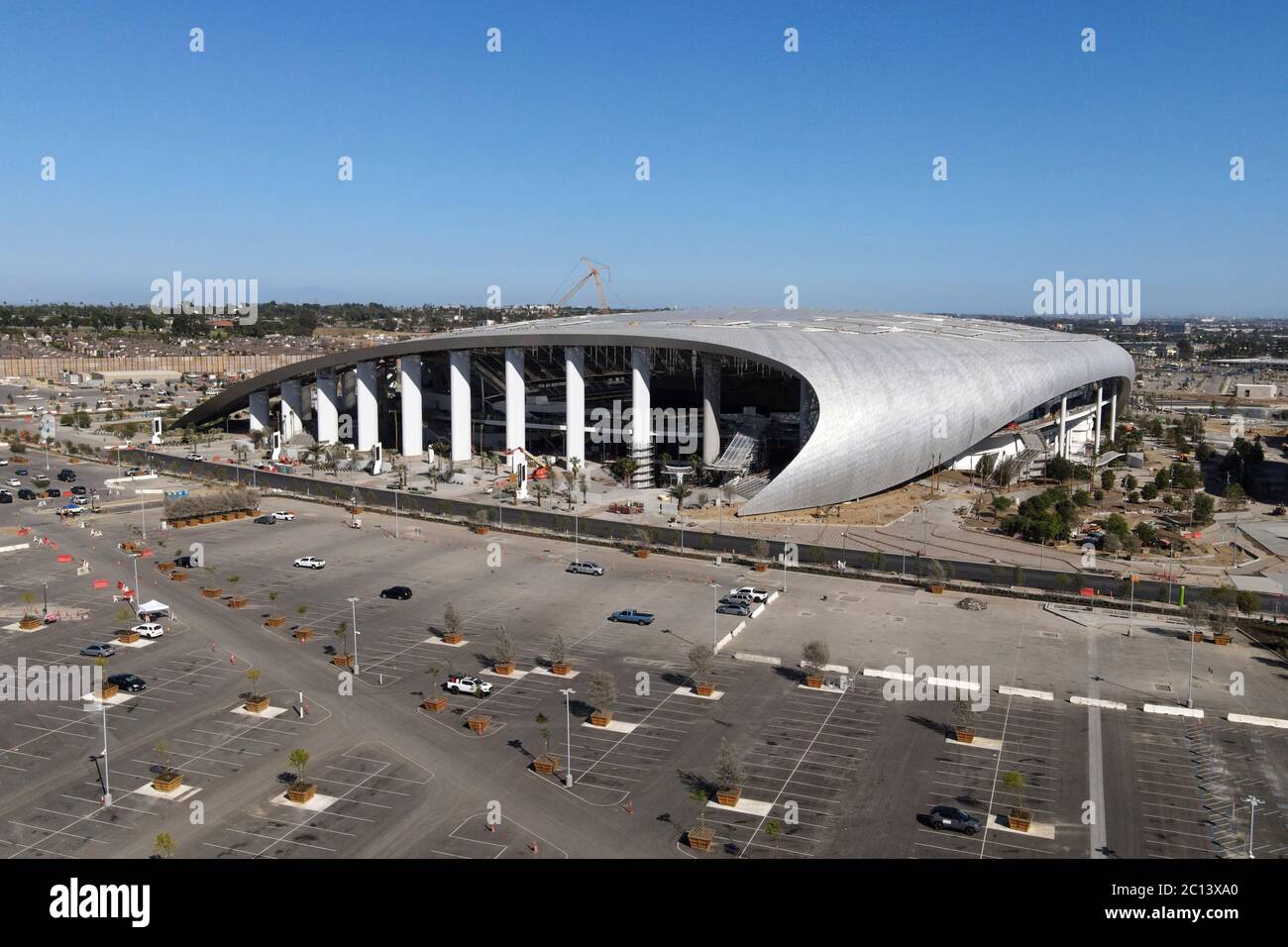 A general view of the construction site of SoFi Stadium, Saturday, June ...
