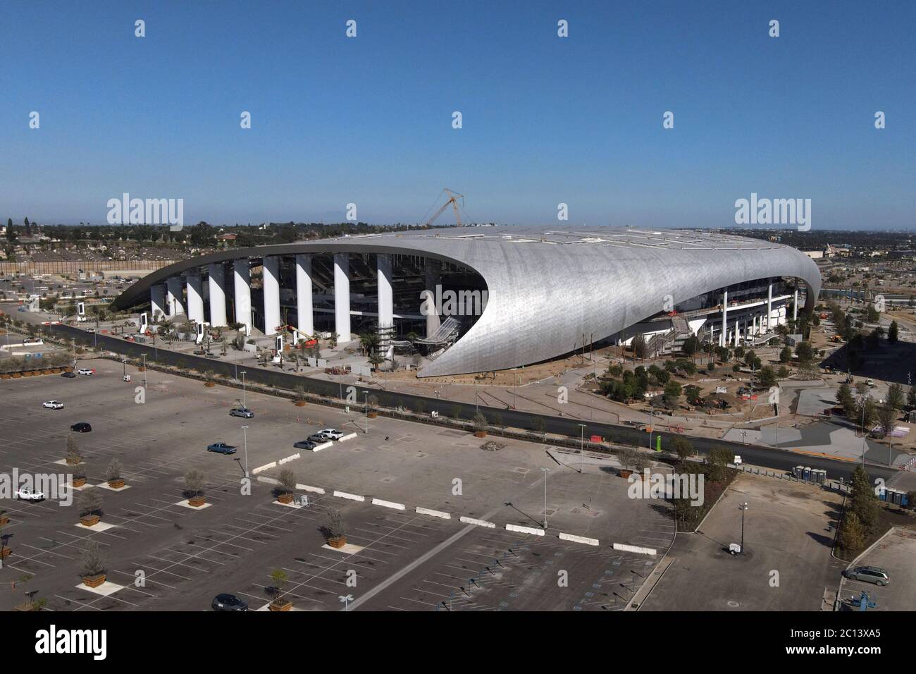 A general view of the construction site of SoFi Stadium, Saturday, June ...
