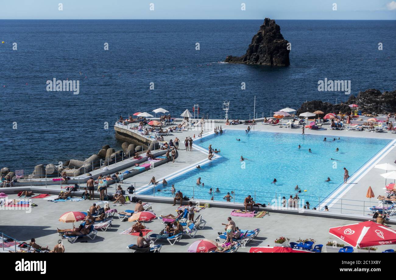Outdoor pool in Madeira Stock Photo - Alamy