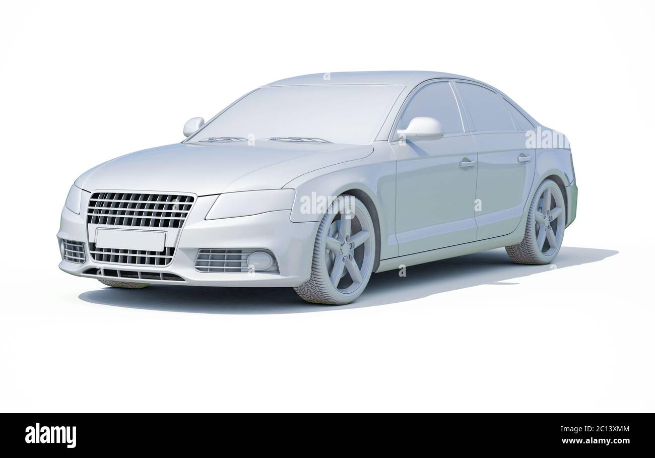 3d Car White Blank Template Stock Photo - Alamy