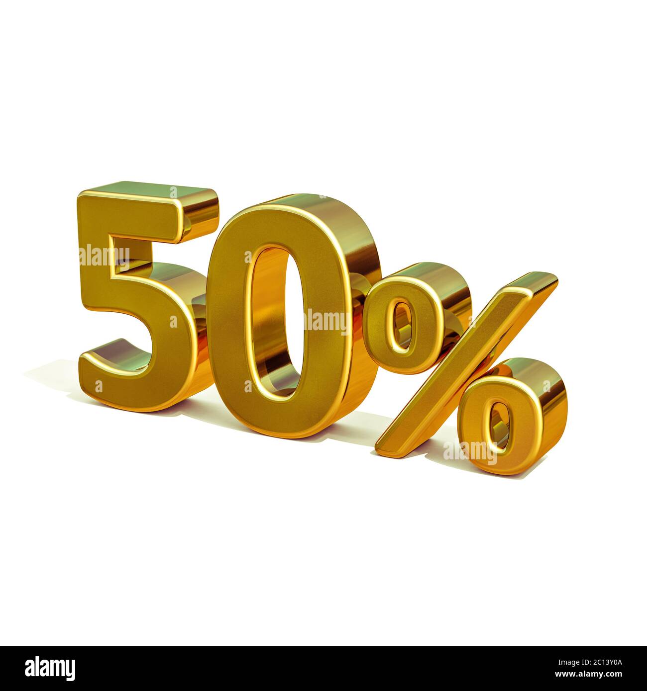 3d Gold 50 Percent Sign Stock Photo - Alamy