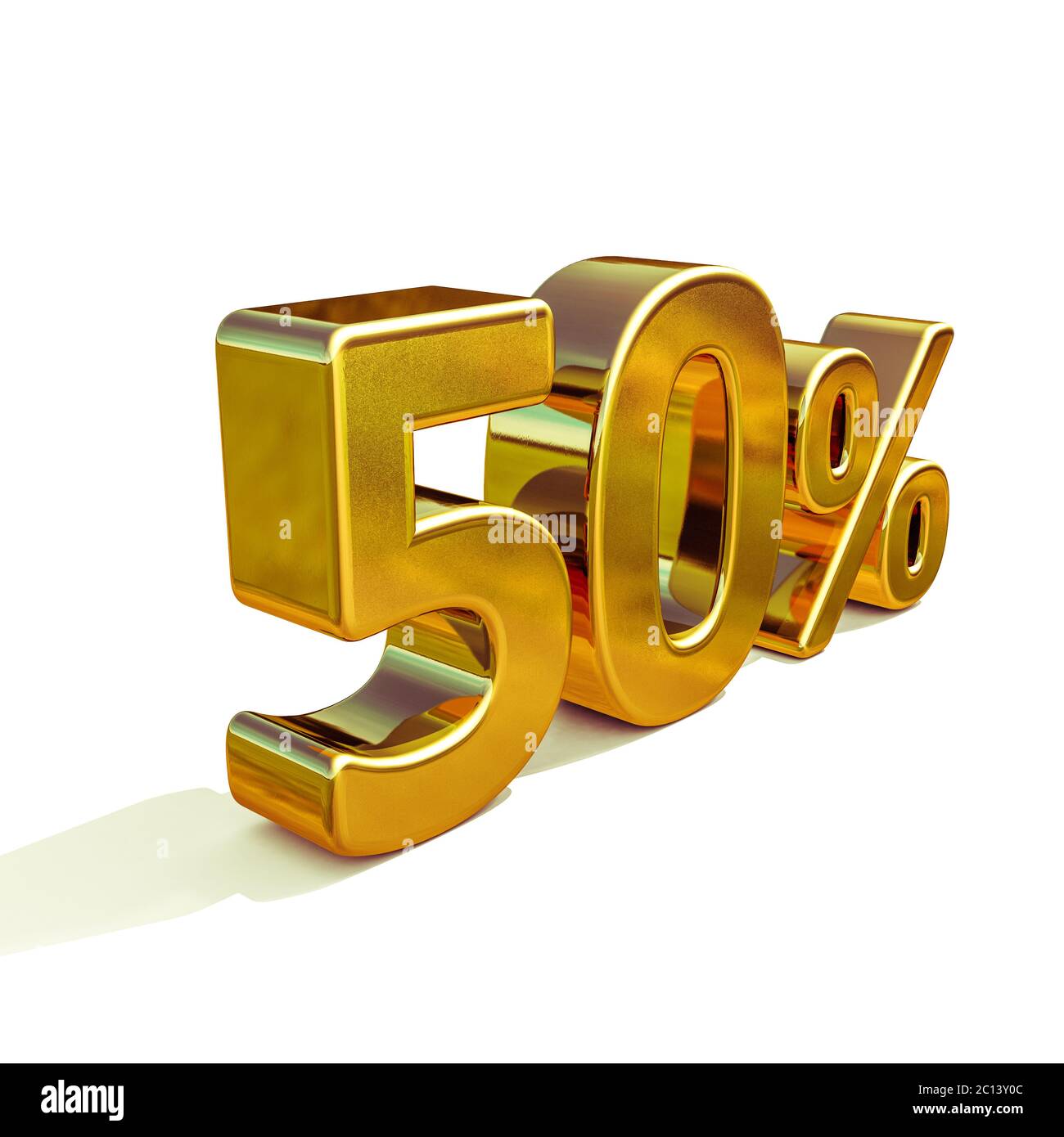 3d Gold 50 Percent Sign Stock Photo - Alamy