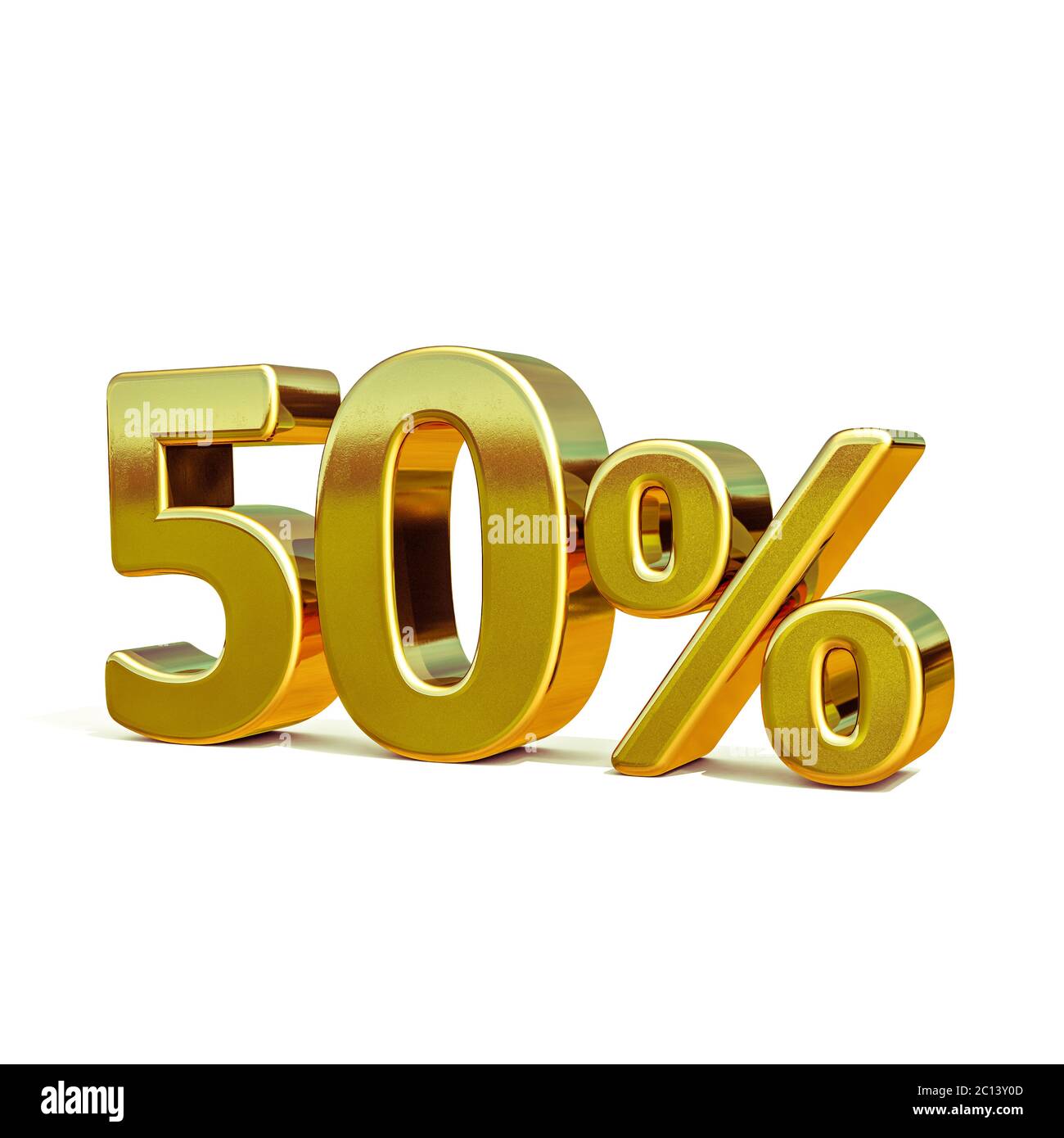 3d Gold 50 Percent Sign Stock Photo - Alamy