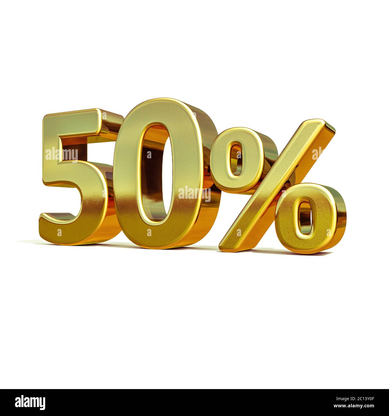 3d Gold 50 Percent Sign Stock Photo - Alamy