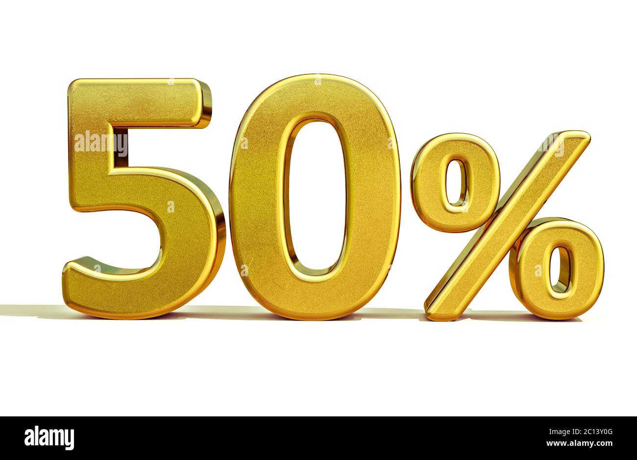 3d Gold 50 Percent Sign Stock Photo - Alamy