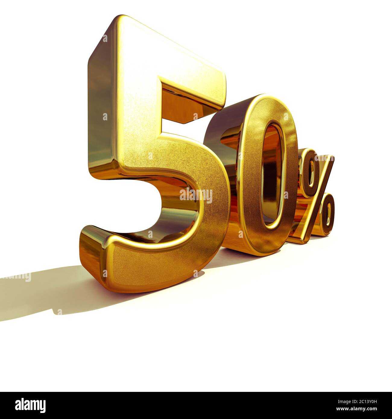 3d Gold 50 Percent Sign Stock Photo - Alamy