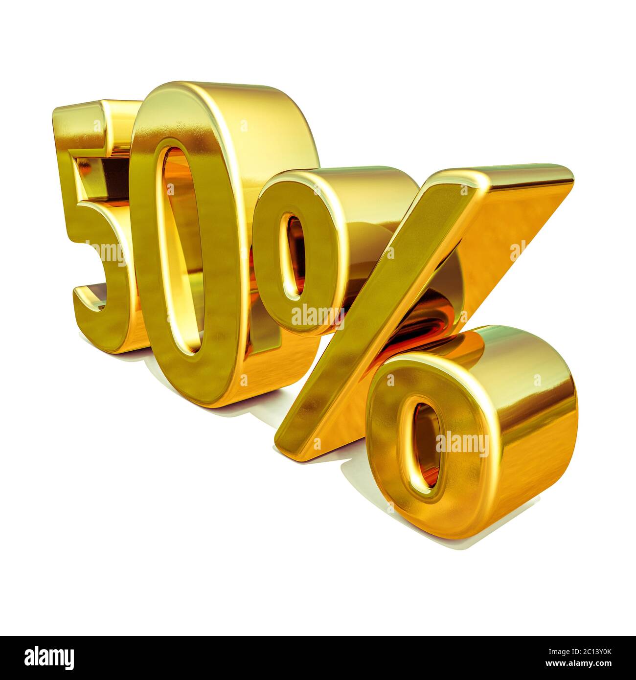 3d Gold 50 Percent Sign Stock Photo - Alamy