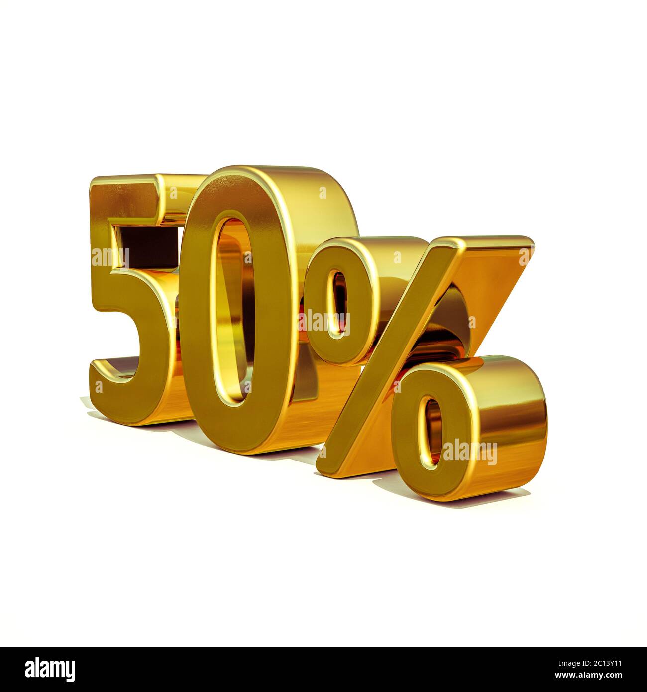 3d Gold 50 Percent Sign Stock Photo - Alamy
