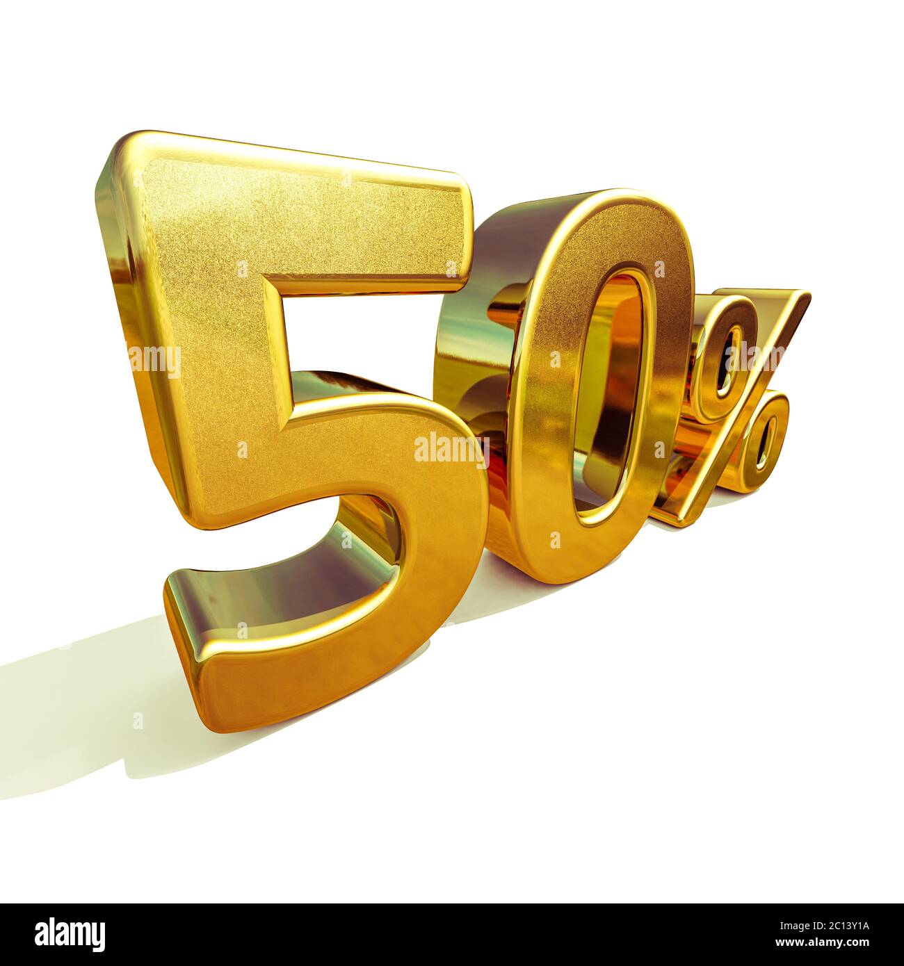 3d Gold 50 Percent Sign Stock Photo - Alamy