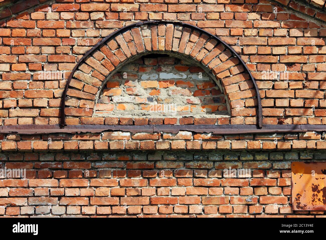 texture semi-circular window in the old historic brick building Stock ...
