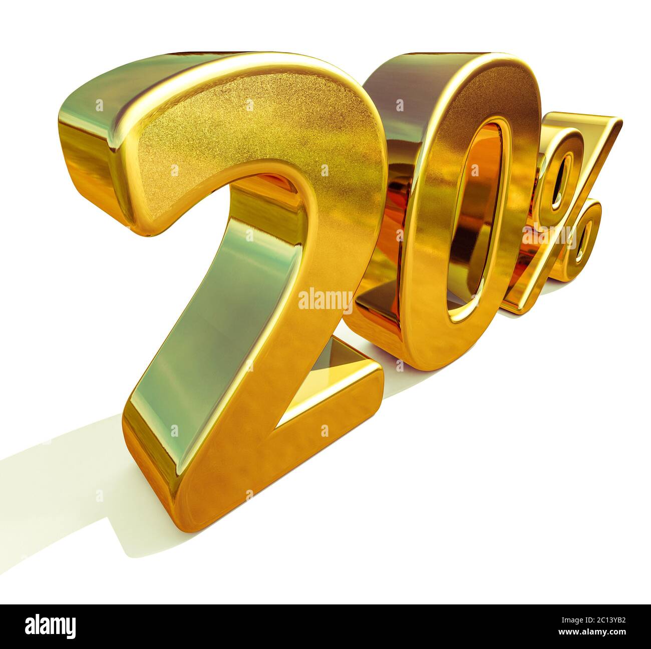 3d Gold 20 Twenty Percent Discount Sign Stock Photo - Alamy