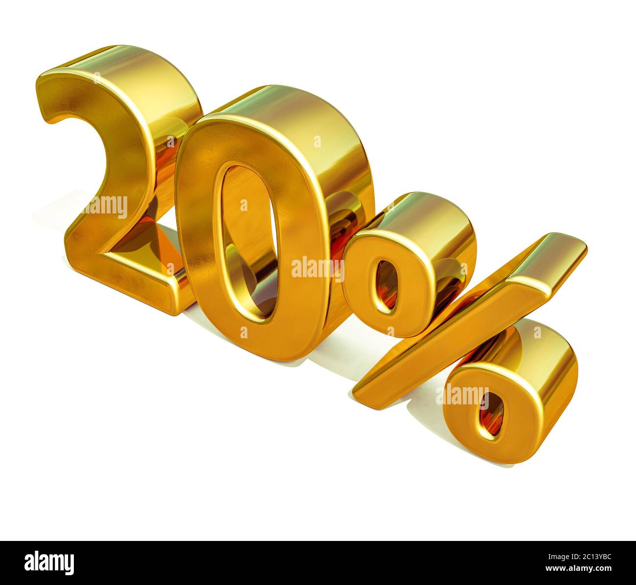 3d Gold 20 Twenty Percent Discount Sign Stock Photo - Alamy