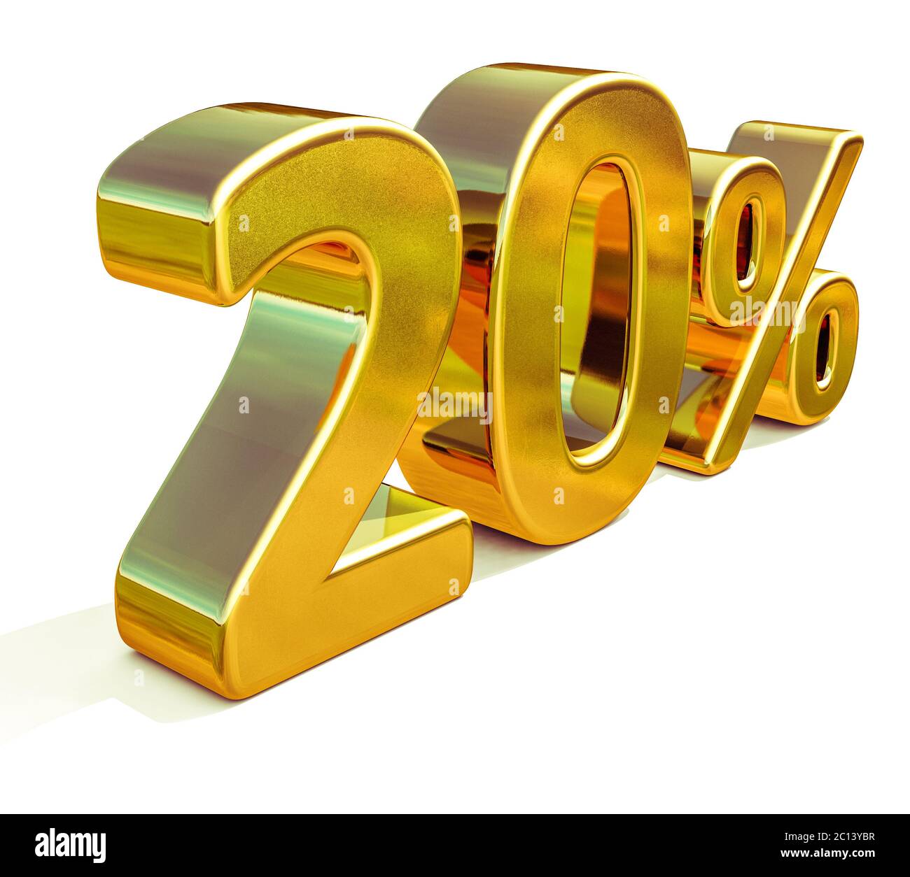 3d Gold 20 Twenty Percent Discount Sign Stock Photo - Alamy