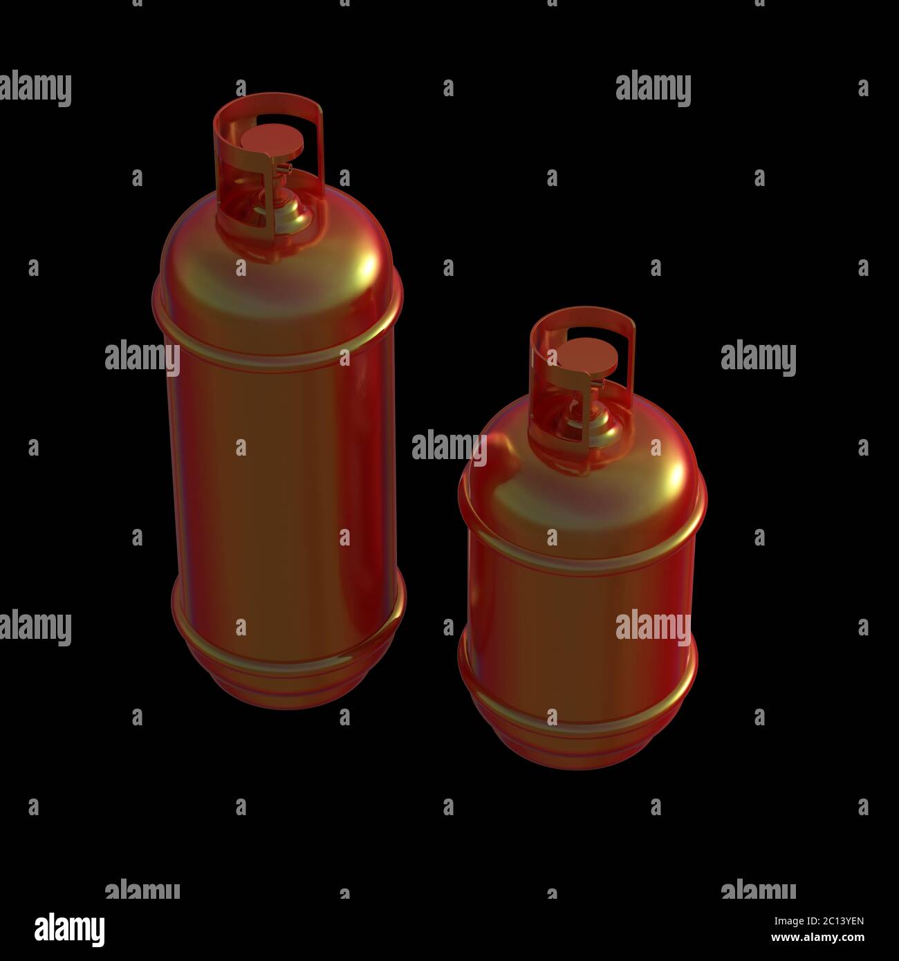 Propane gas cylinder isolated on a black background . 3d illustration ...