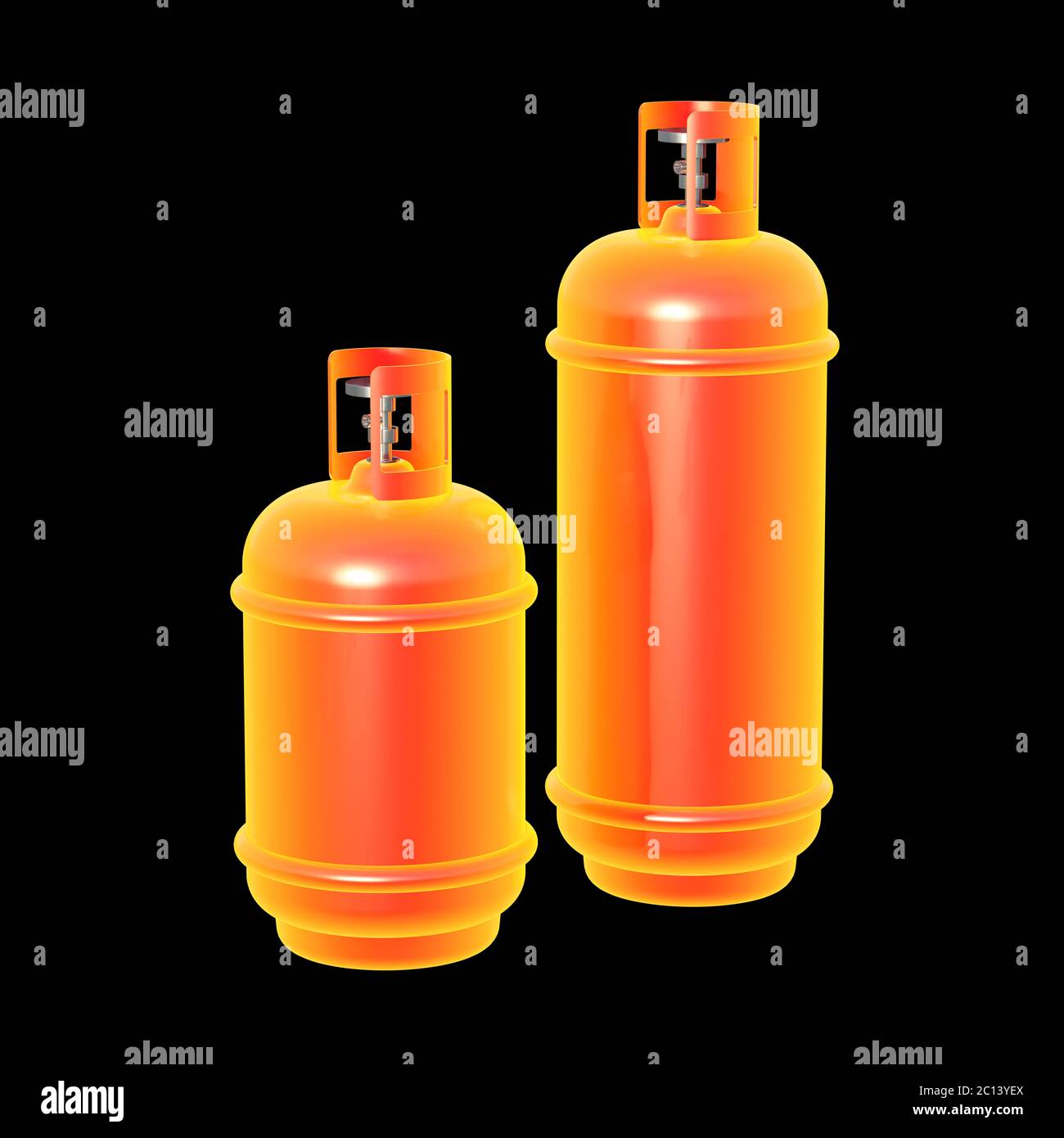 Propane gas cylinder isolated on a black background . 3d illustration ...
