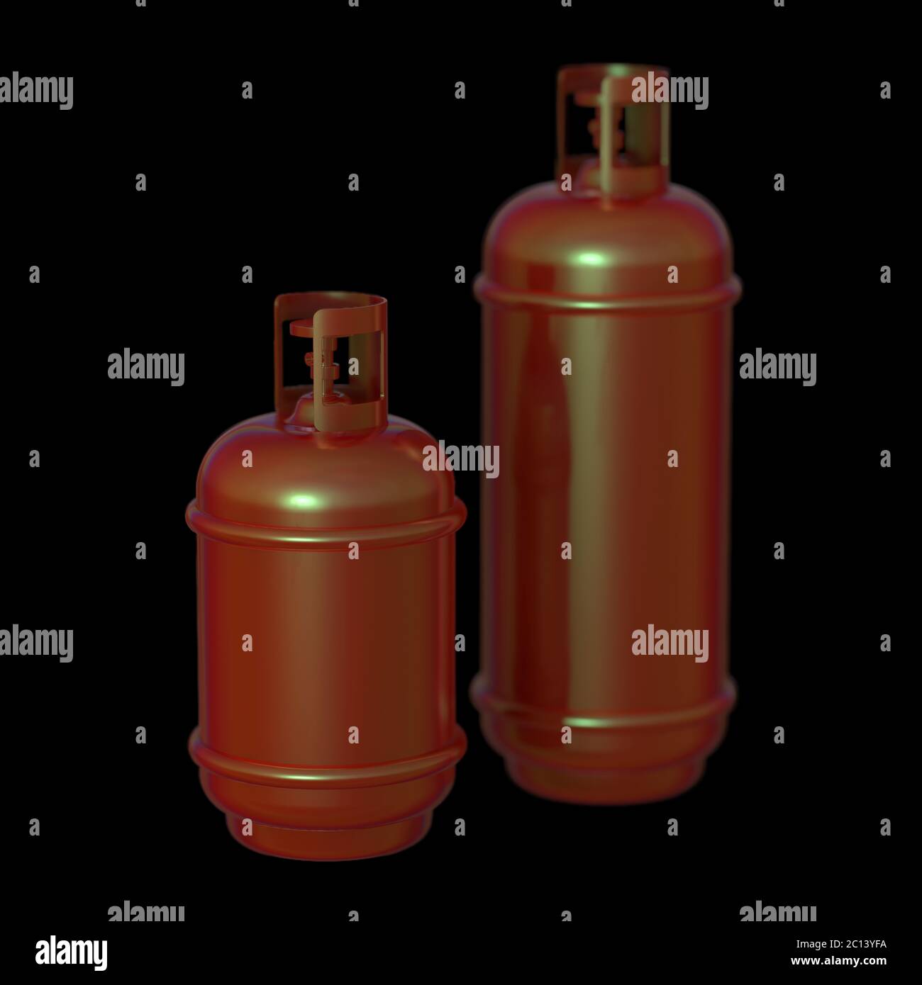 Propane gas cylinder isolated on a black background . 3d illustration ...