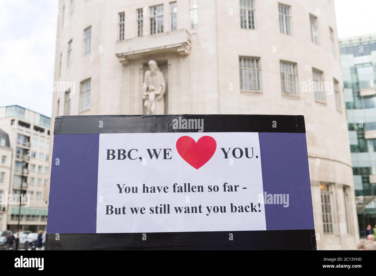 An anti BBC demonstration, outside Broadcasting House, the HQ of the ...