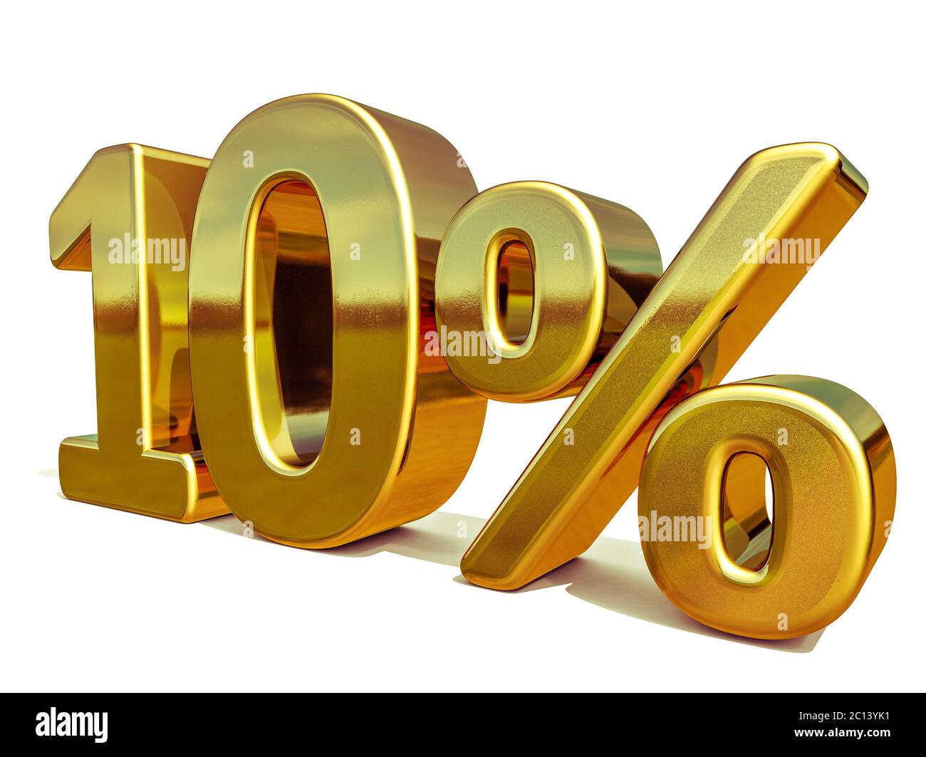 3d Gold 10 Ten Percent Discount Sign Stock Photo - Alamy