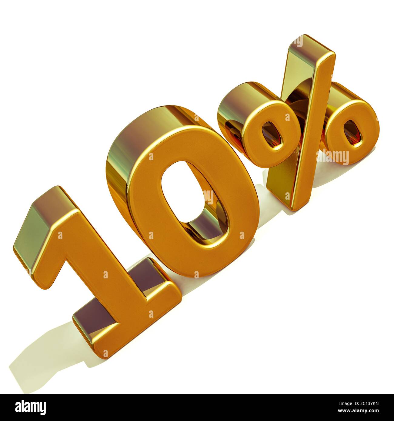 3d Gold 10 Ten Percent Discount Sign Stock Photo - Alamy