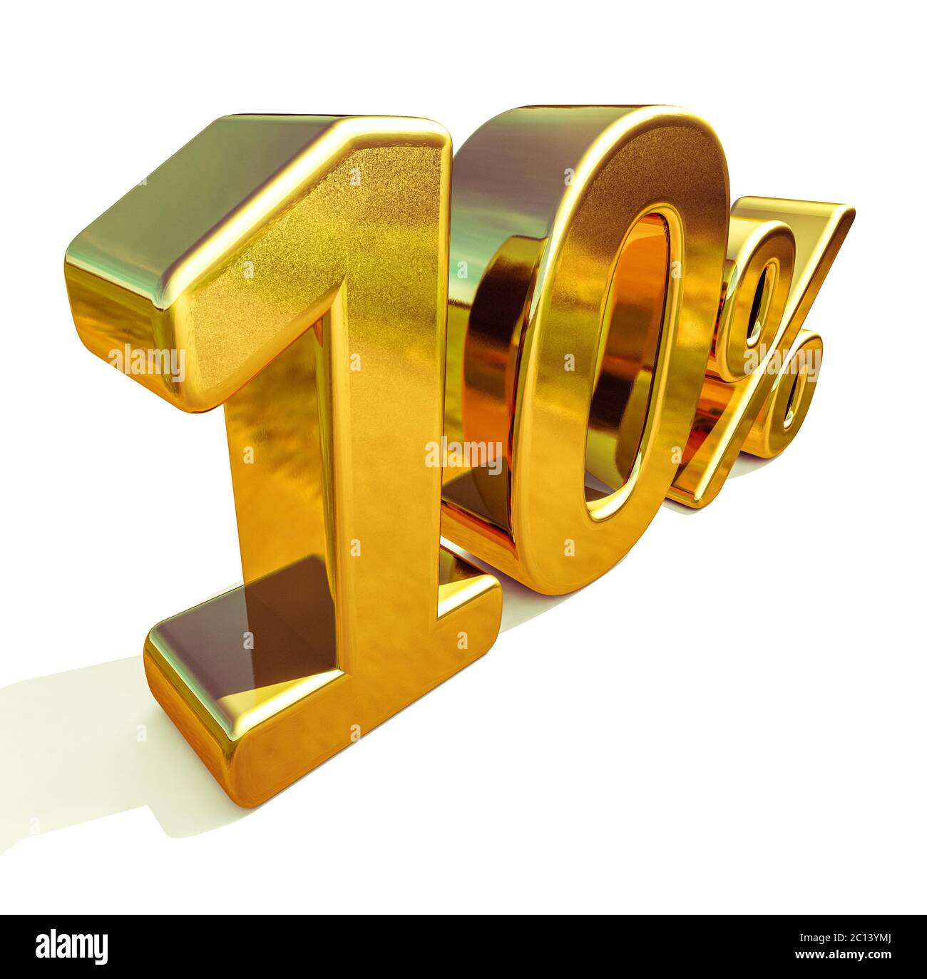 3d Gold 10 Ten Percent Discount Sign Stock Photo - Alamy