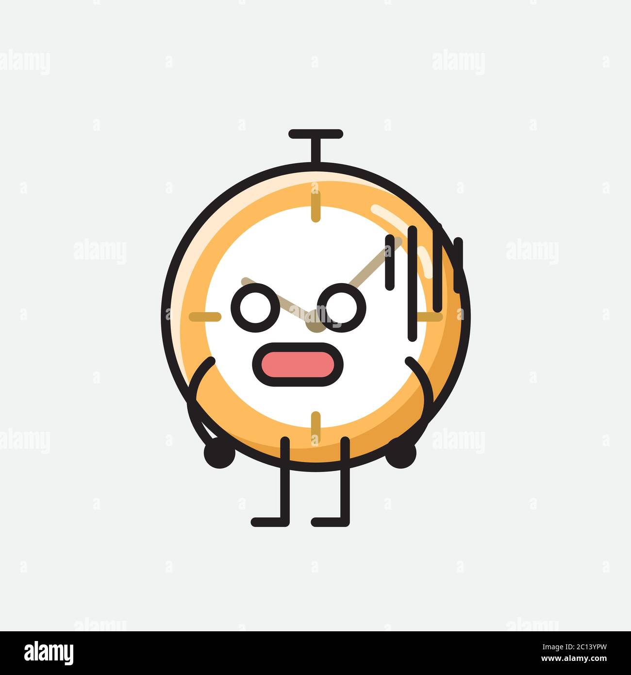 An illustration of Cute Clock Mascot Vector Character in Flat Design ...