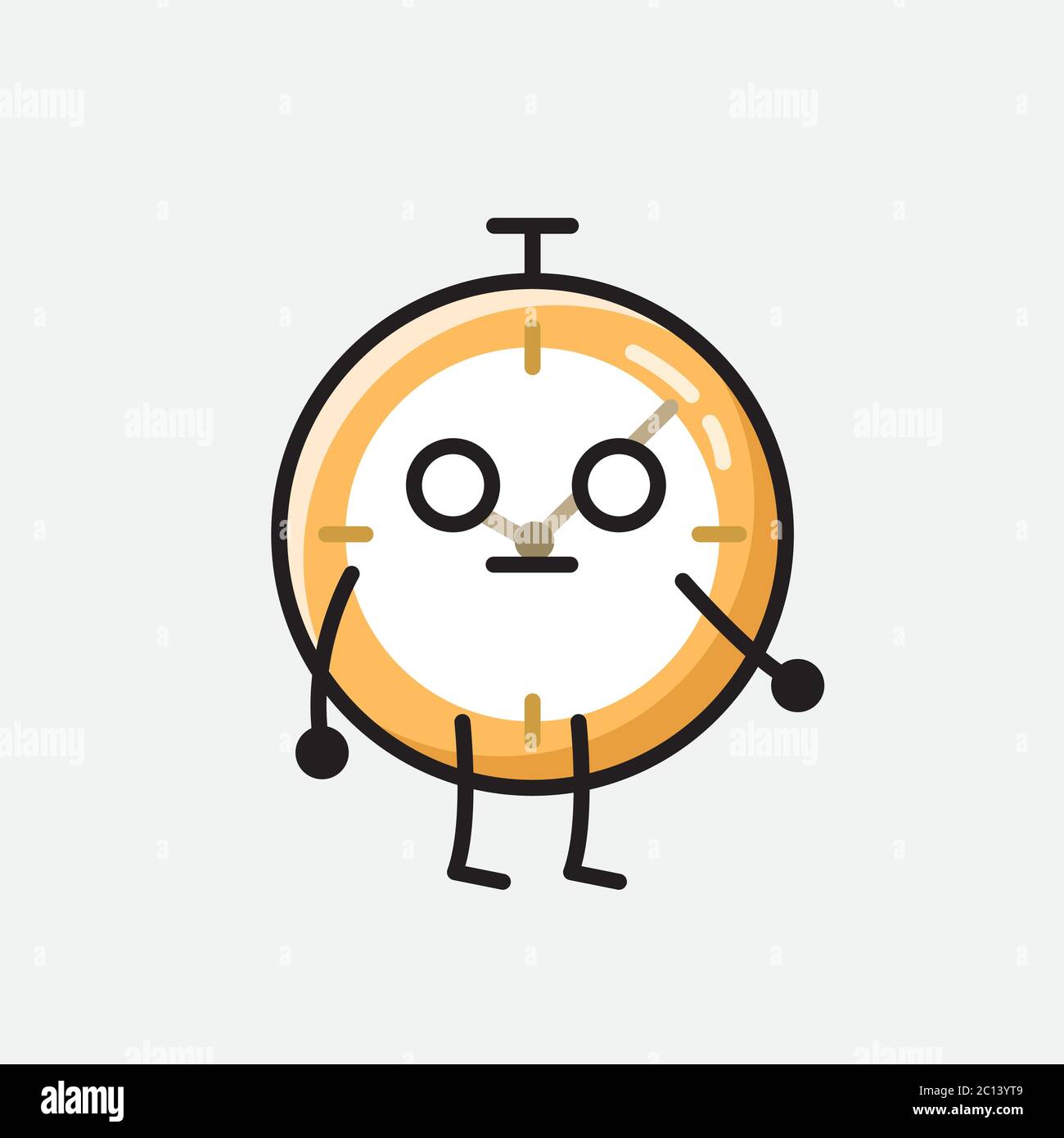 An illustration of Cute Clock Mascot Vector Character in Flat Design ...