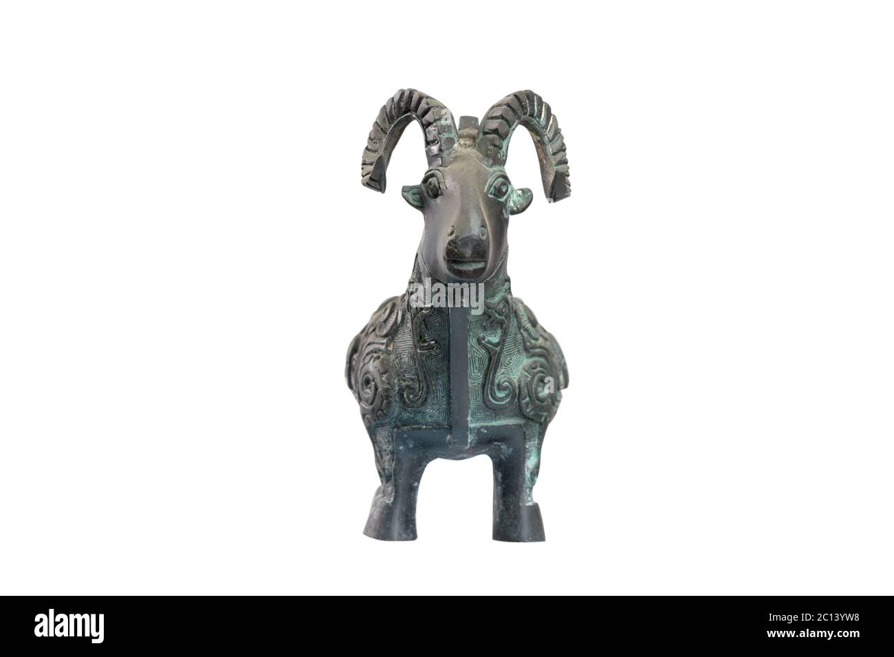 isolated bronze goat sculpture on white background Stock Photo - Alamy
