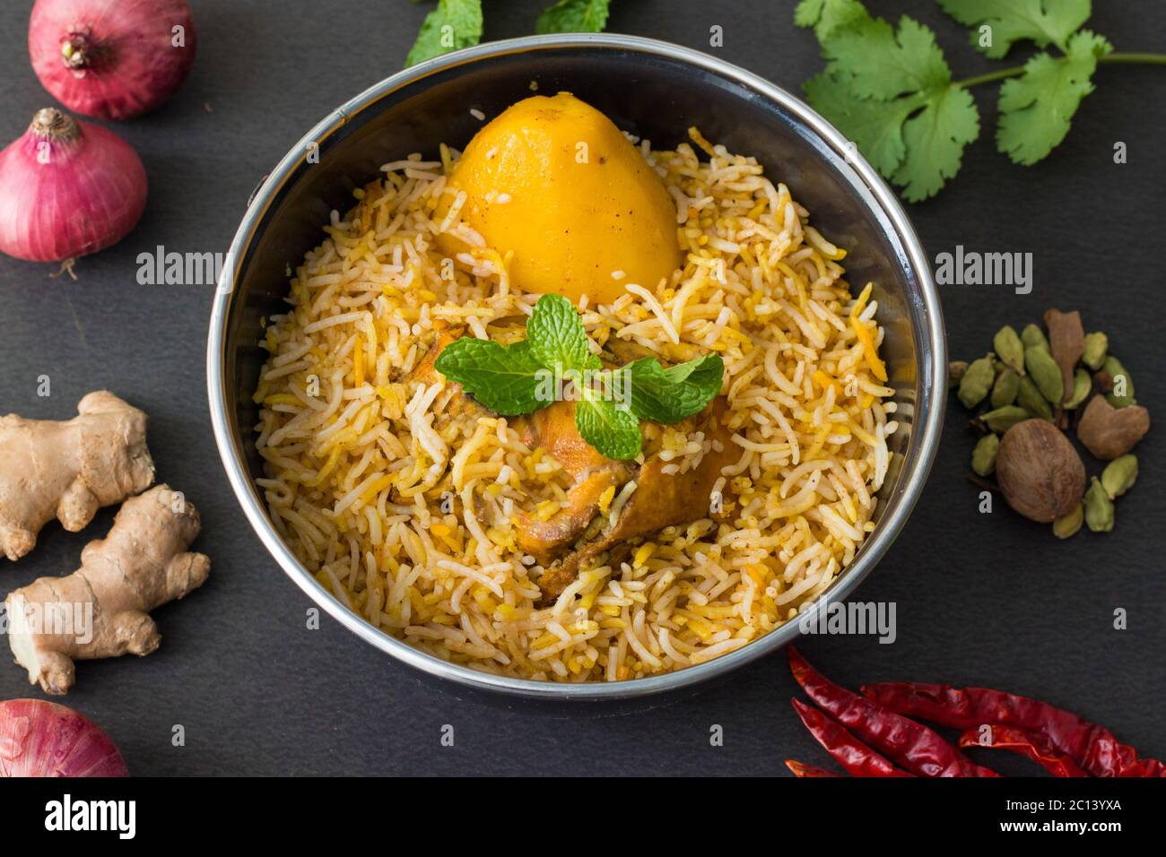 Chicken Biryani Indian Asian rice meal Stock Photo - Alamy