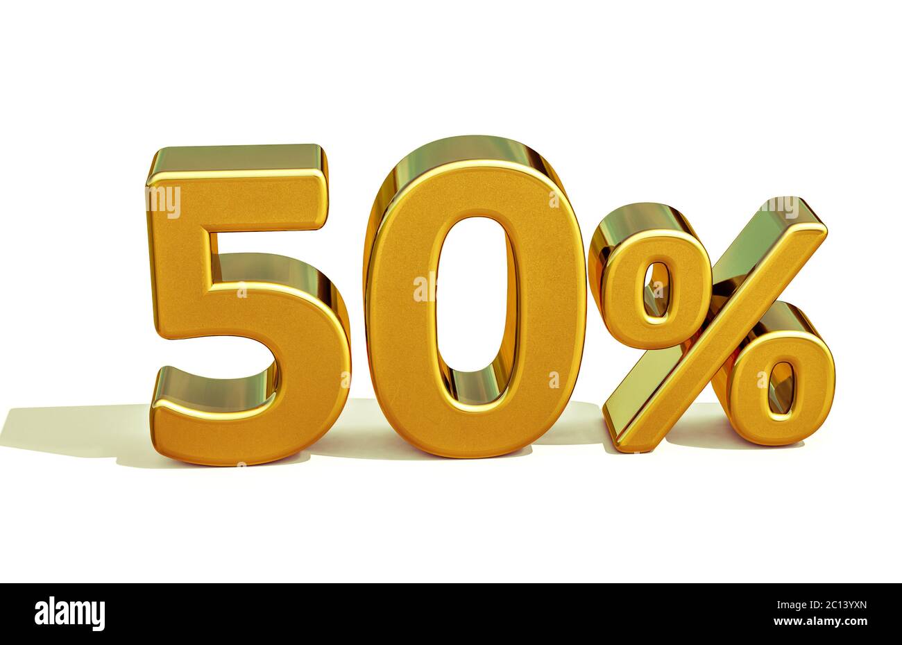 3d Gold 50 Fifty Percent Sign Stock Photo - Alamy