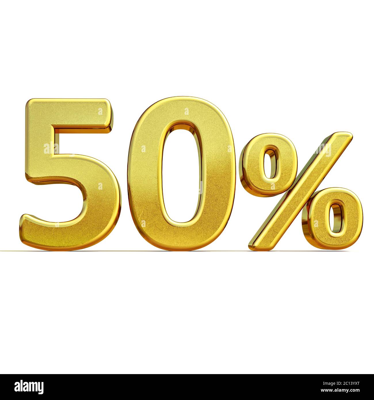 3d Gold 50 Fifty Percent Sign Stock Photo - Alamy