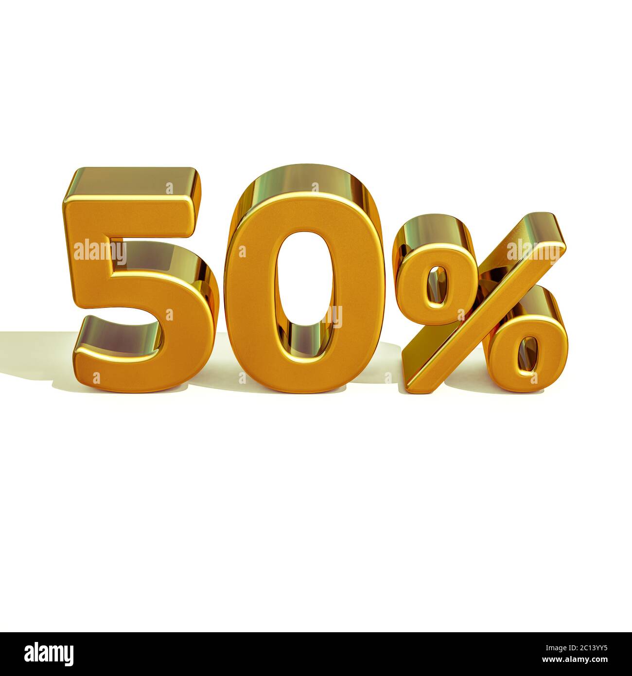 3d Gold 50 Fifty Percent Sign Stock Photo - Alamy