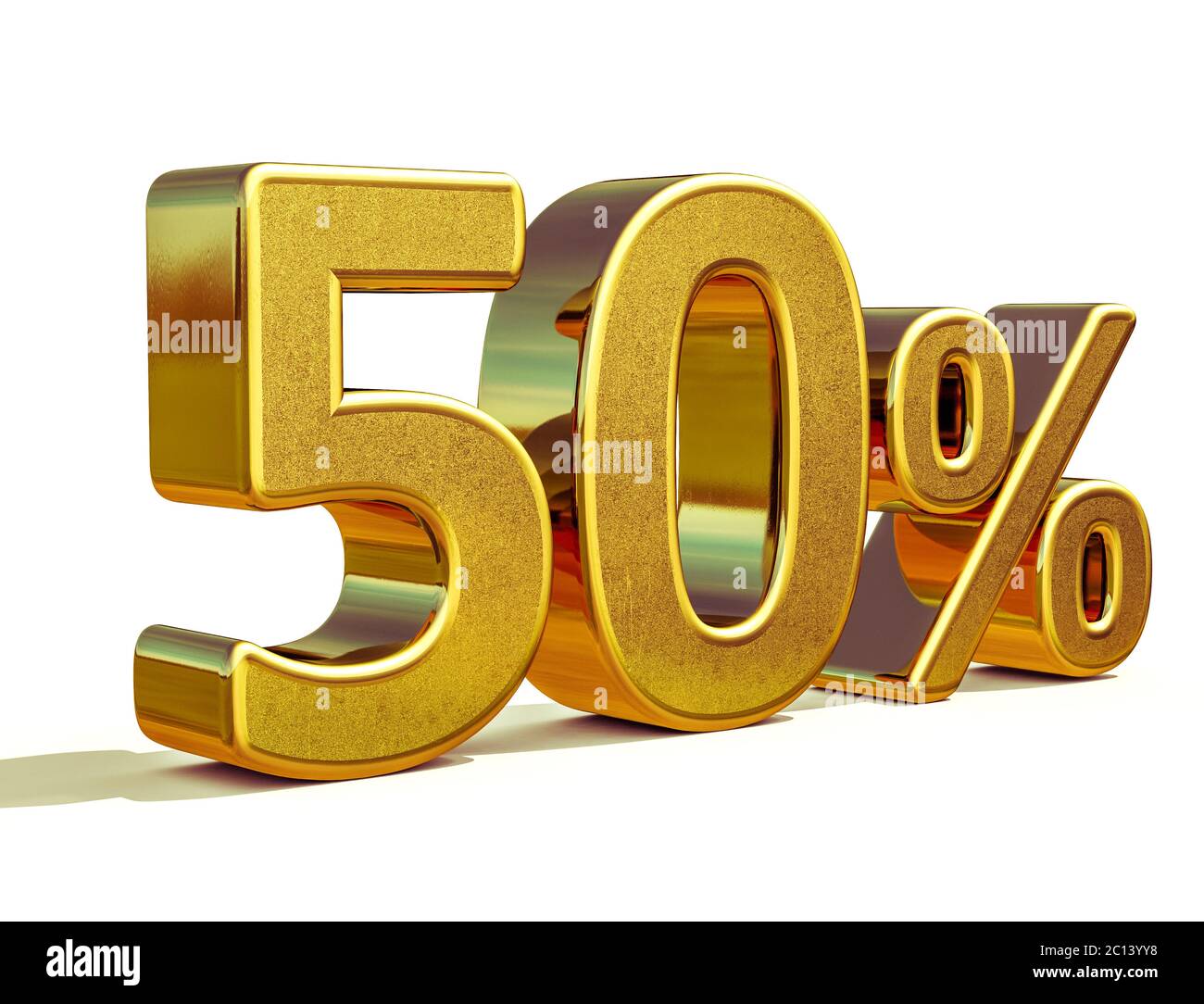 3d Gold 50 Fifty Percent Sign Stock Photo - Alamy