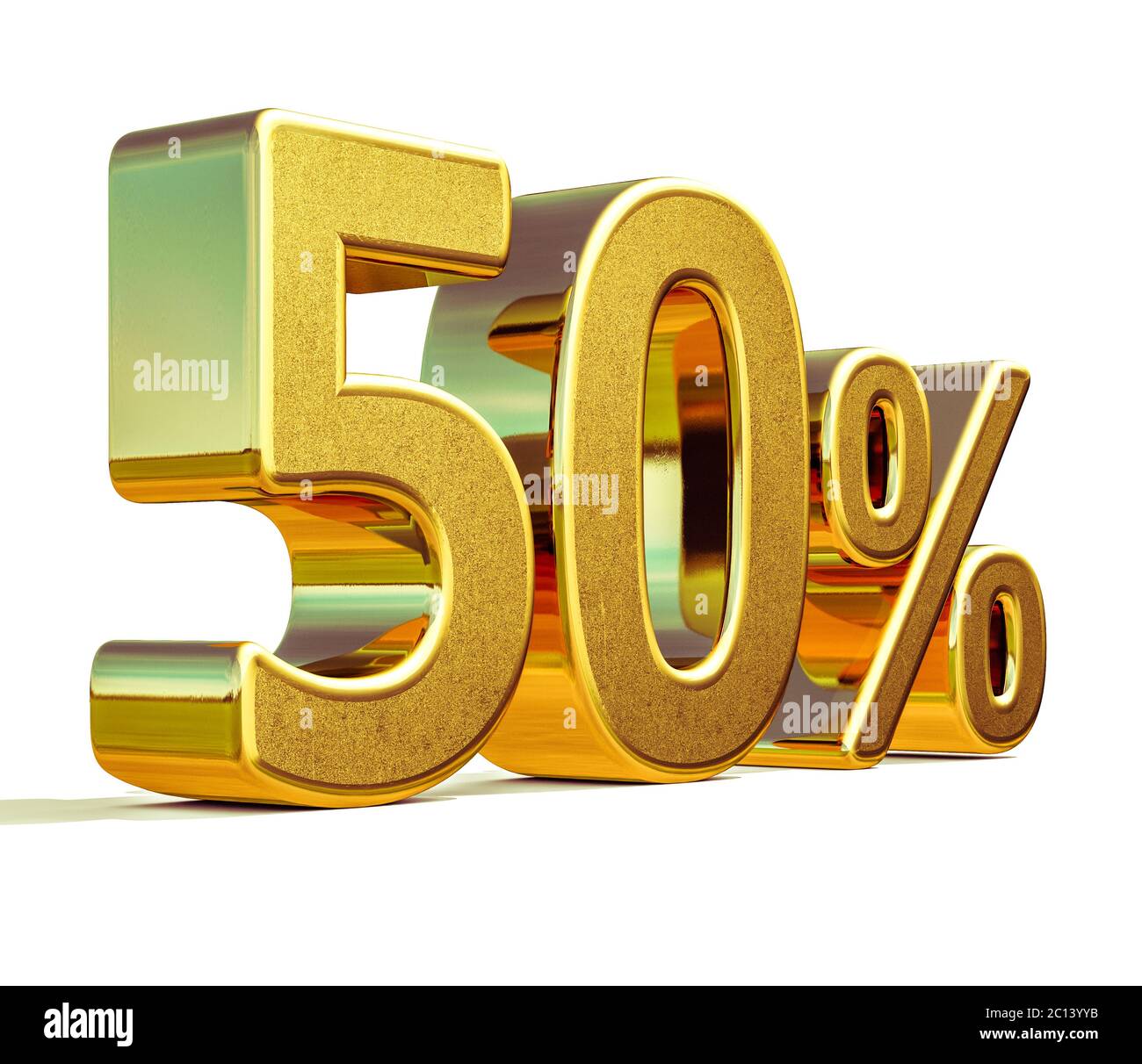 3d Gold 50 Fifty Percent Sign Stock Photo - Alamy