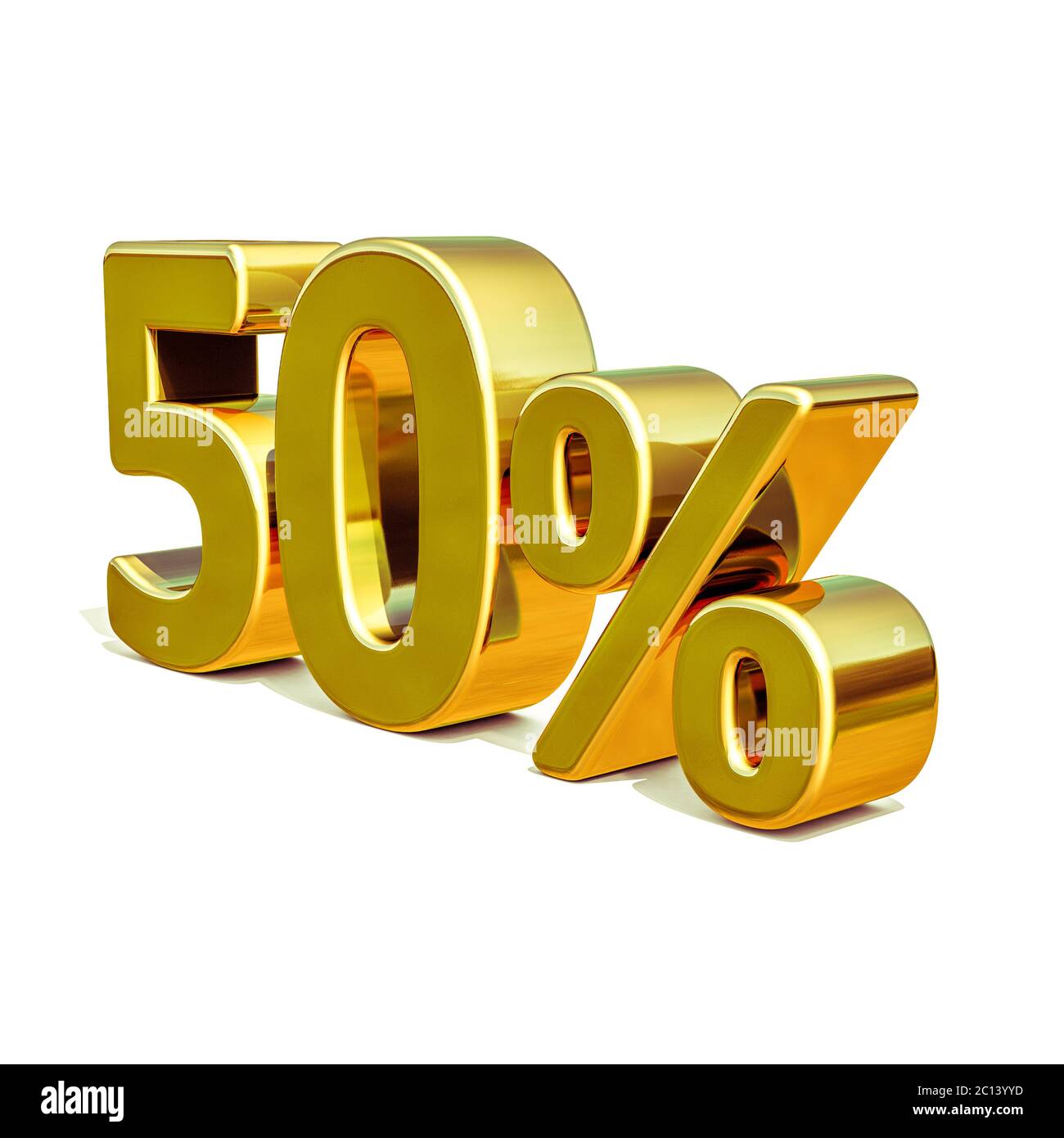 3d Gold 50 Fifty Percent Sign Stock Photo - Alamy