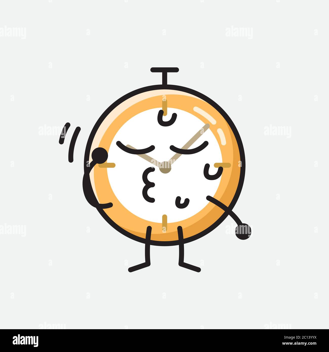 An illustration of Cute Clock Mascot Vector Character in Flat Design ...