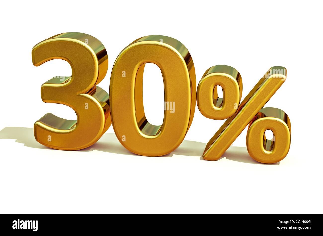 3d Gold 30 Thirty Percent Discount Sign Stock Photo - Alamy