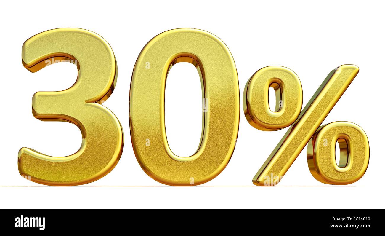 3d Gold 30 Thirty Percent Discount Sign Stock Photo - Alamy