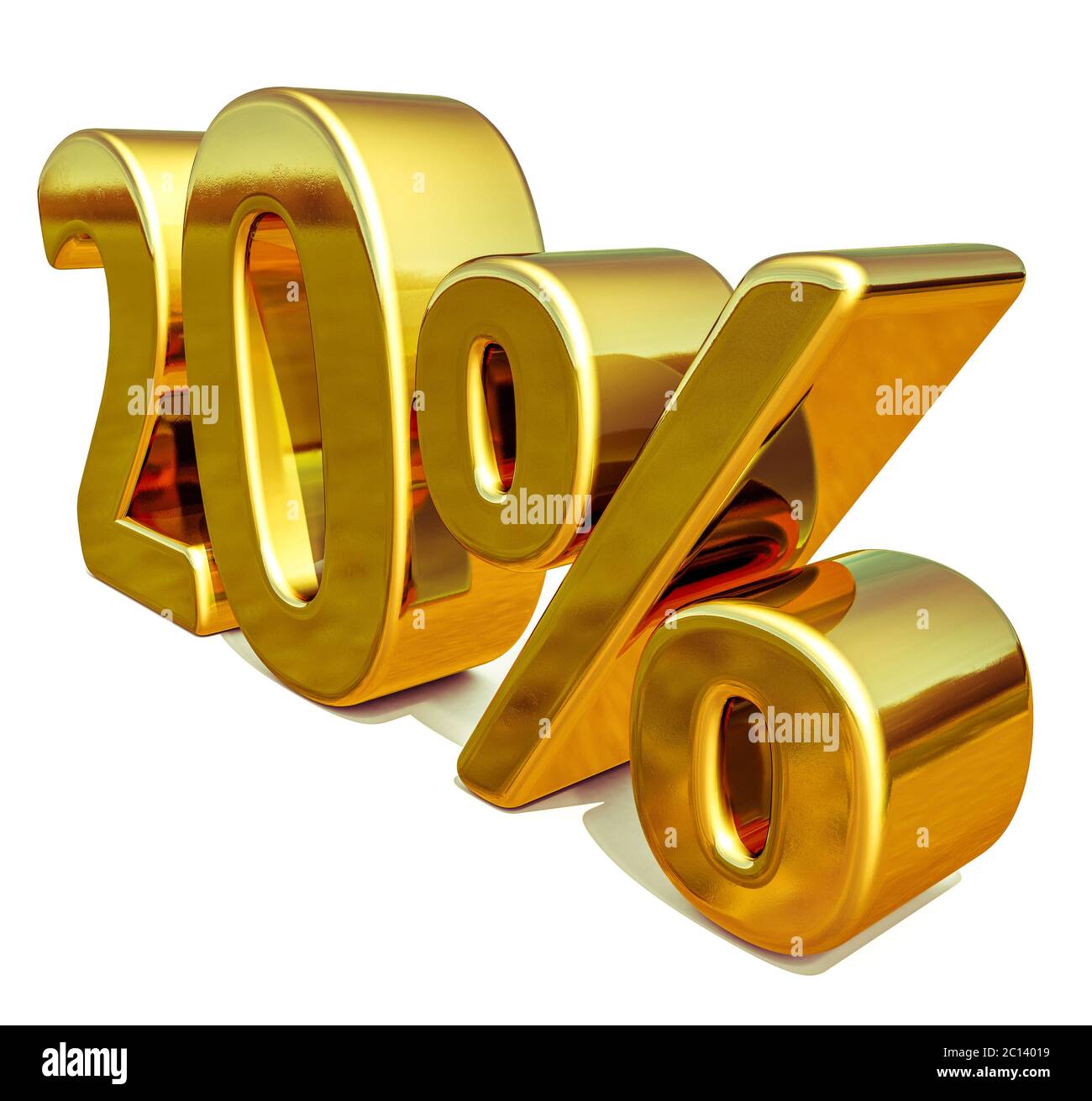 3d Gold 20 Twenty Percent Discount Sign Stock Photo - Alamy