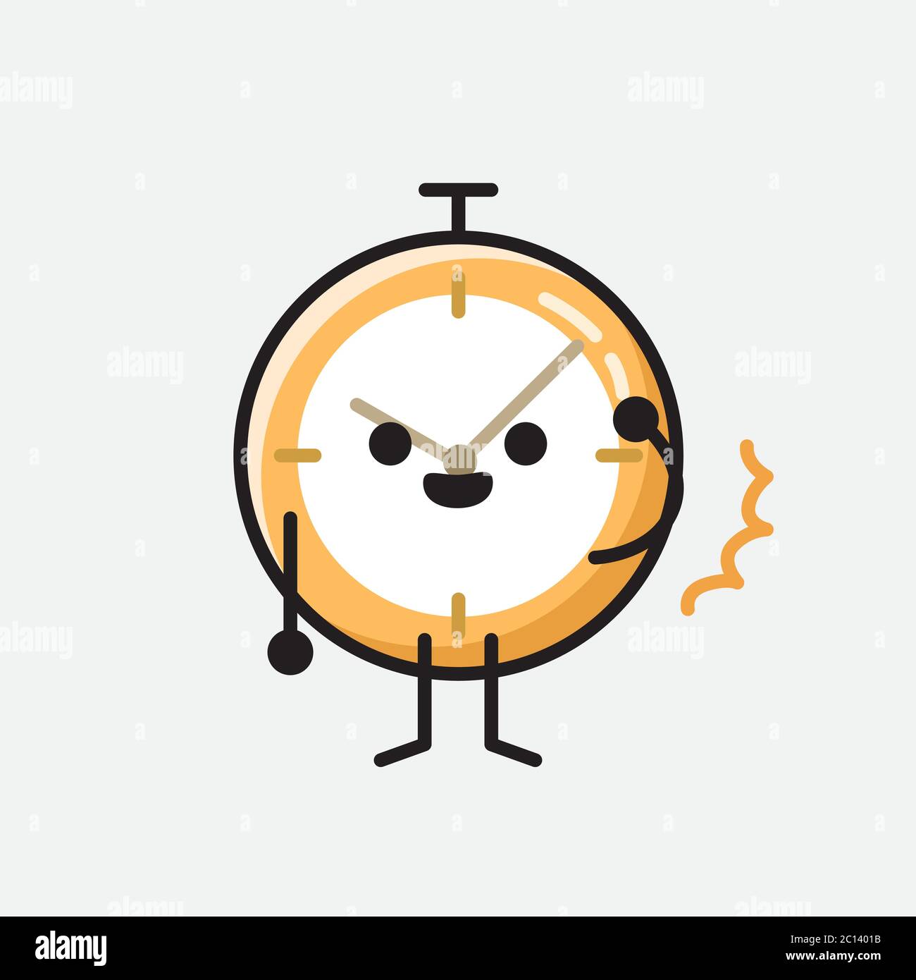 An illustration of Cute Clock Mascot Vector Character in Flat Design ...