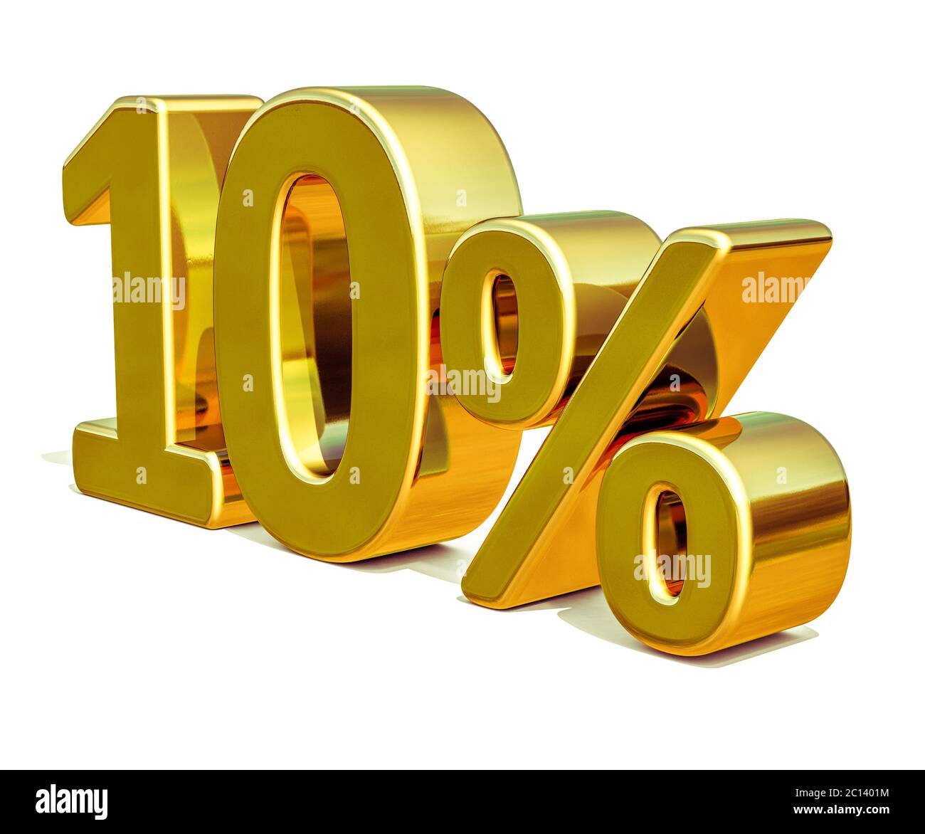 3d Gold 10 Ten Percent Discount Sign Stock Photo - Alamy