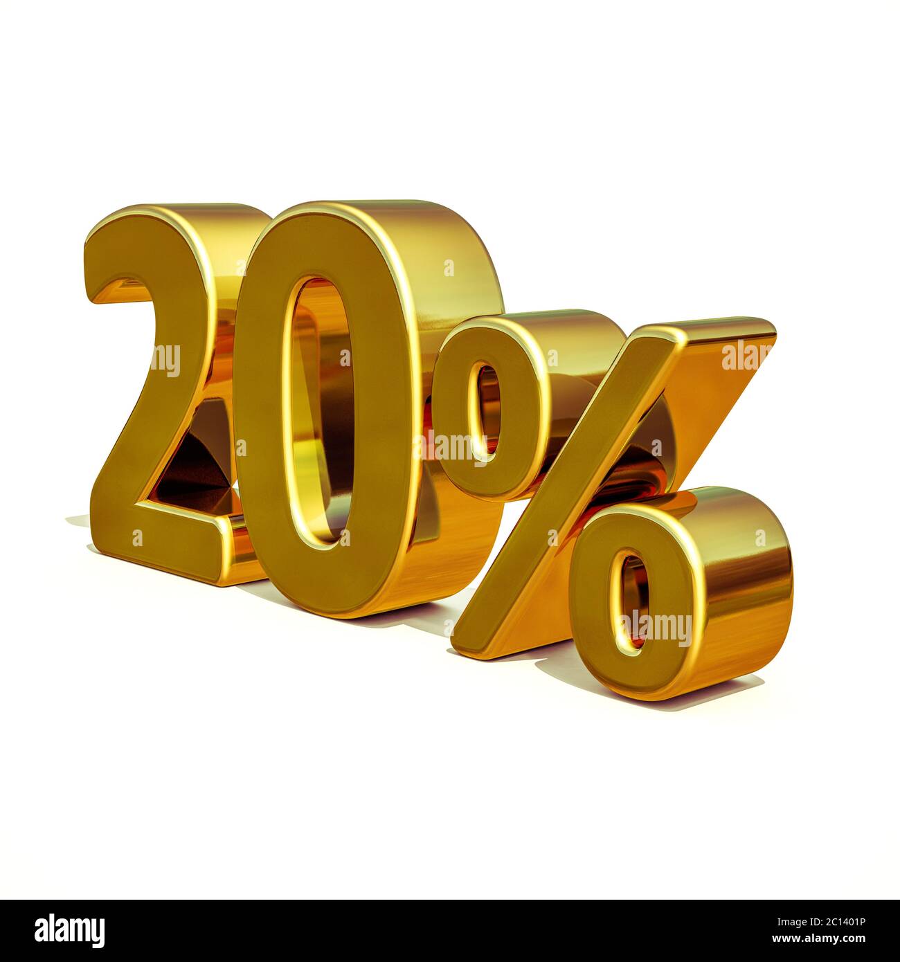 3d Gold 20 Twenty Percent Discount Sign Stock Photo - Alamy
